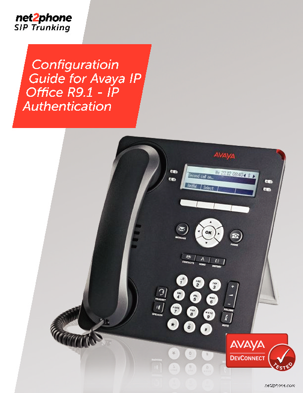 Avaya Support: Configuring IP Office - IP Authentication - Net2Phone